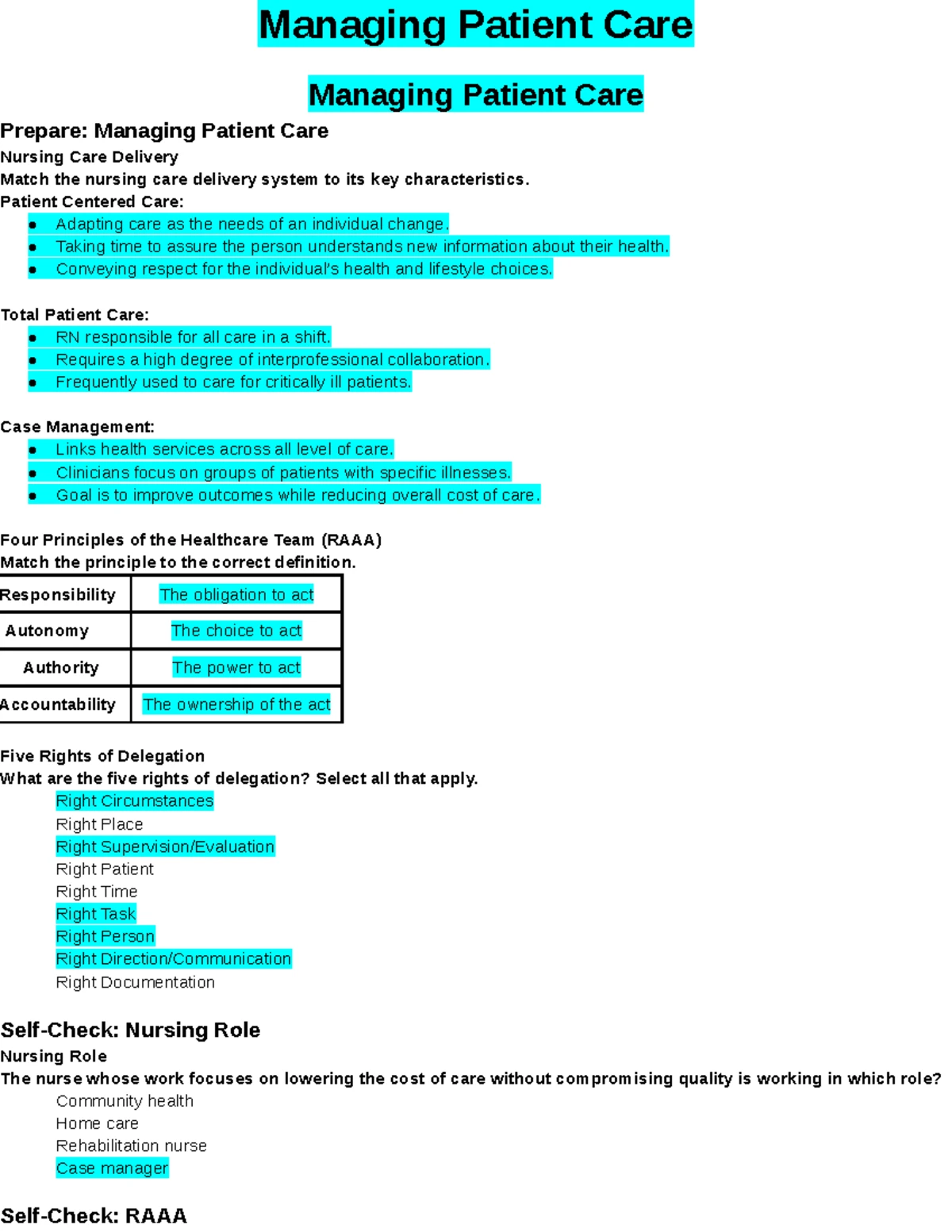 NR 226 Fundamentals Patient Care Week 5 Concepts - Week 5 Concepts: Managing Fluid and ...