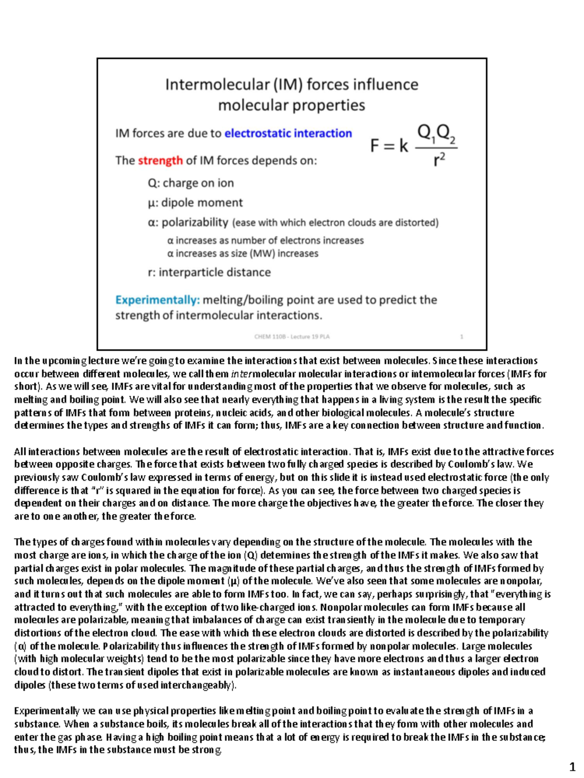 Intermolecular Forces (IMFs) Lecture: Structure & Types Explained - Studocu