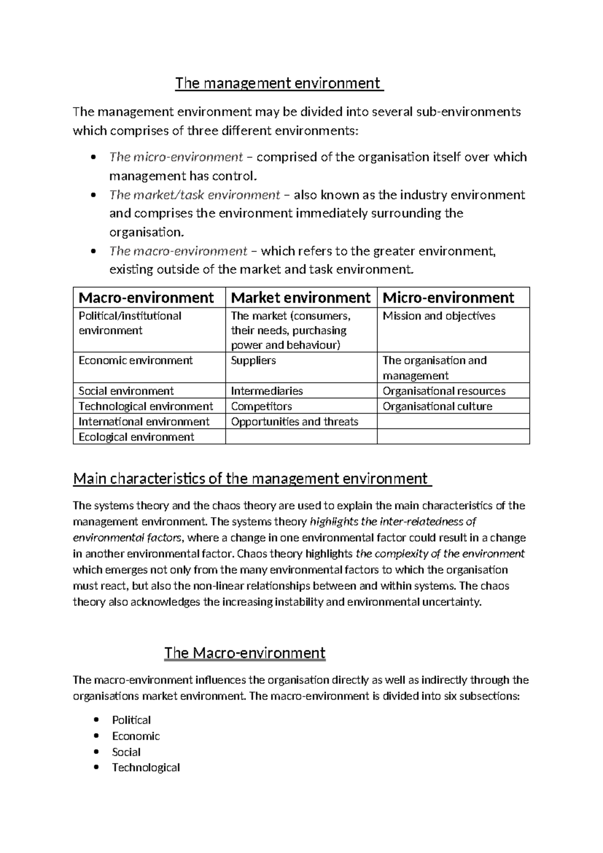 IBM Section 3 Study Notes: Management Environment Overview - Studocu