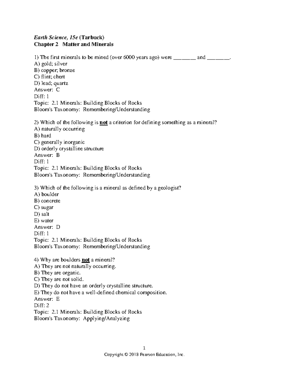 Earth Science 15e (Tarbuck) Chapter 2: Matter and Minerals Notes - Studocu