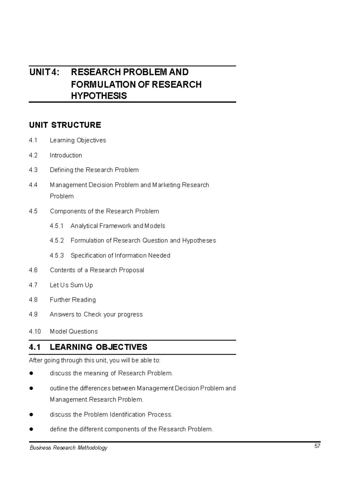 Unit 4: Research Problem & Formulation of Research Hypothesis - Studocu