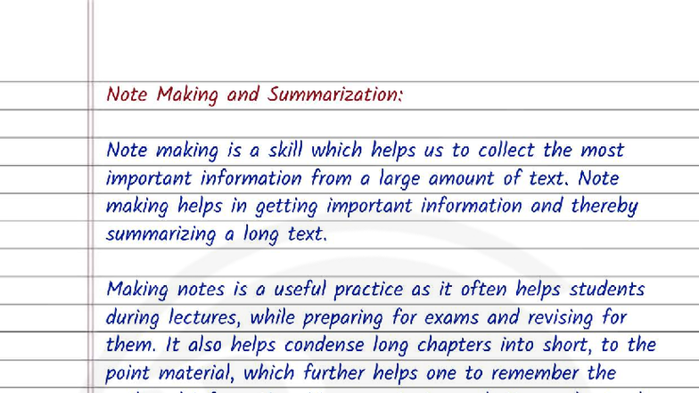 Writing Skills: Note Making & Summarization (Uday) - Studocu