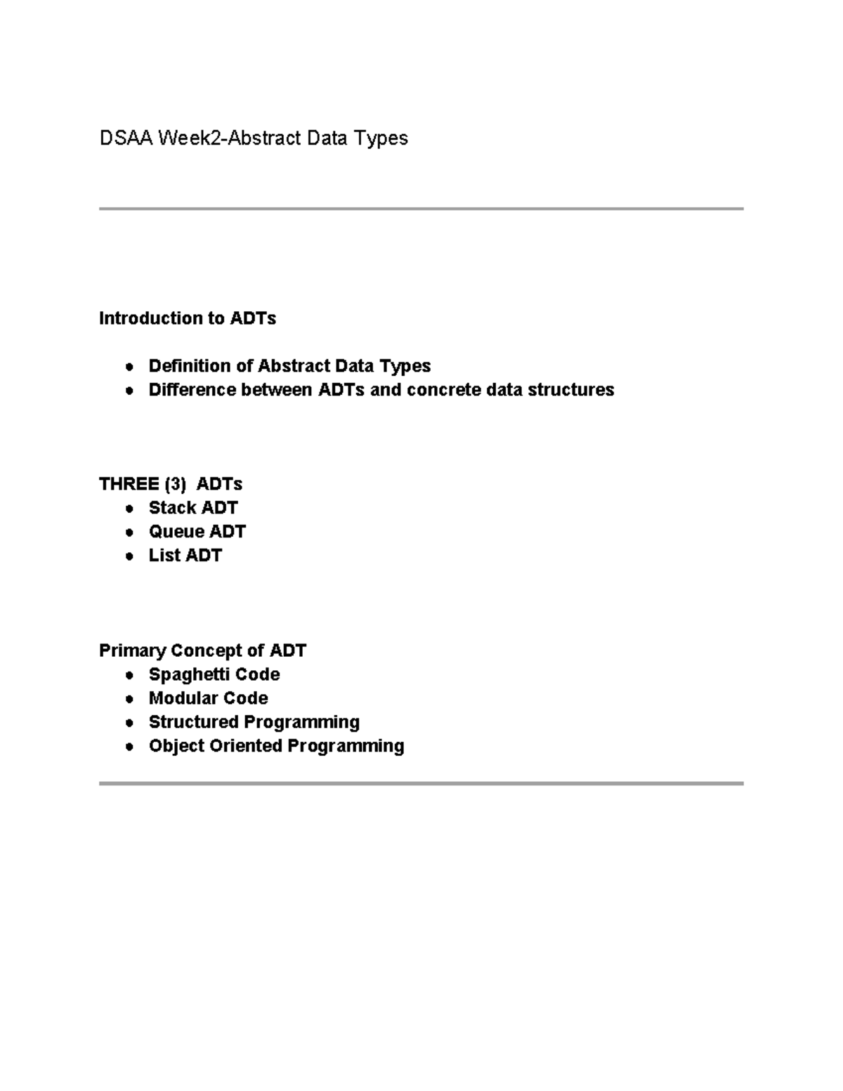 Week 2 Dsaa Compilation Dsaa Week2 Abstract Data Types Introduction To Adts Definition Of