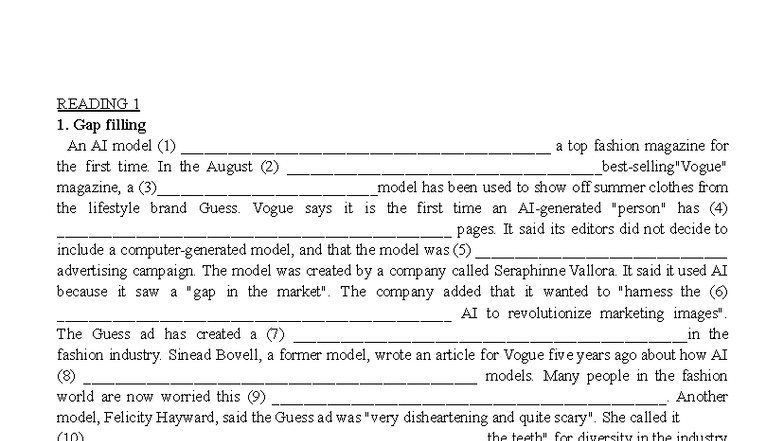 RESEARCH NOTES: AI in Fashion & Voting Age Changes (READING 1-22) - Studocu
