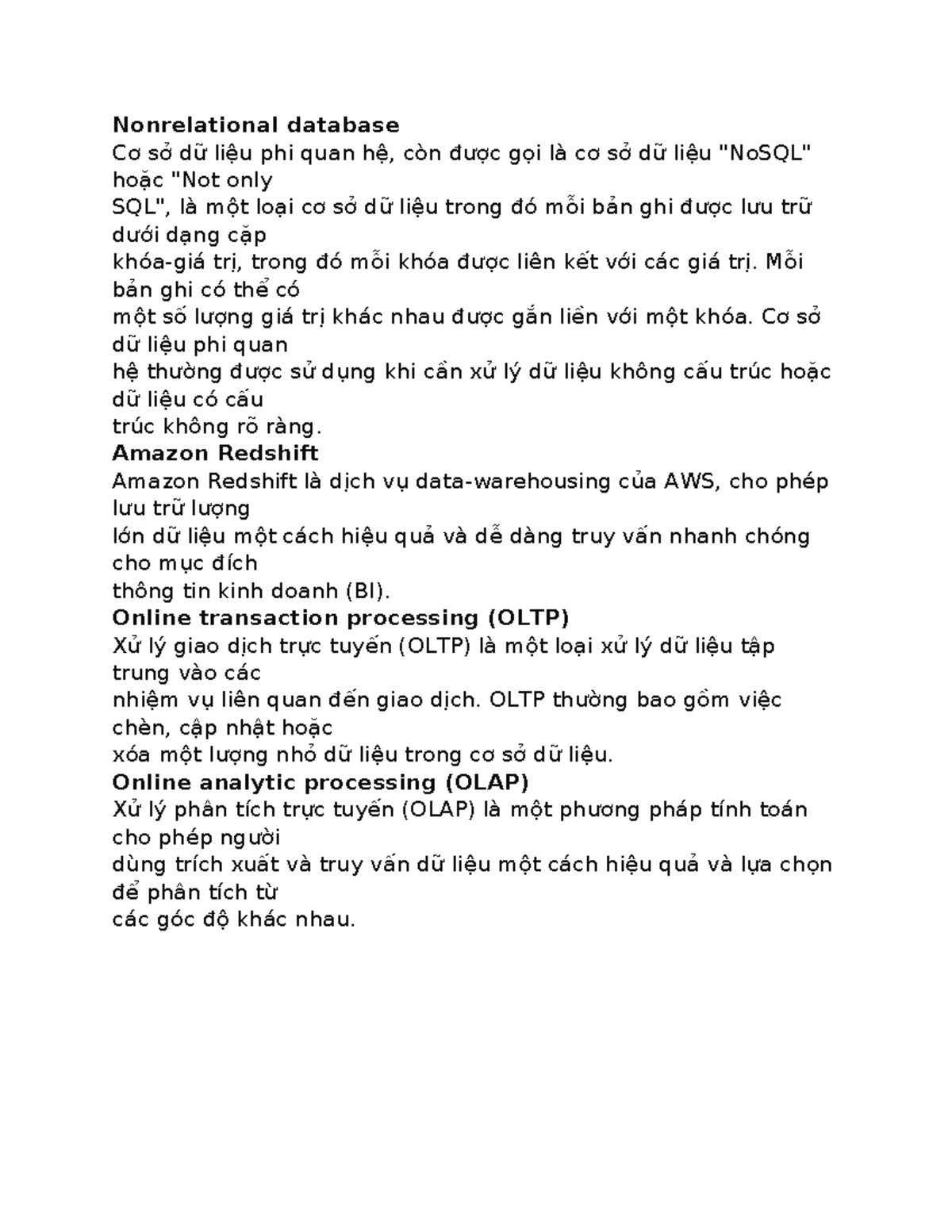 Cơ sở dữ liệu Phi Quan Hệ: Tổng Quan về NoSQL và Ứng Dụng - Studocu