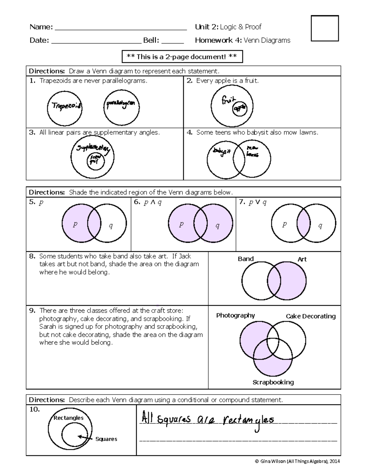 Unit 2: Logic Proof - Homework 4: Venn Diagrams Analysis - Studocu