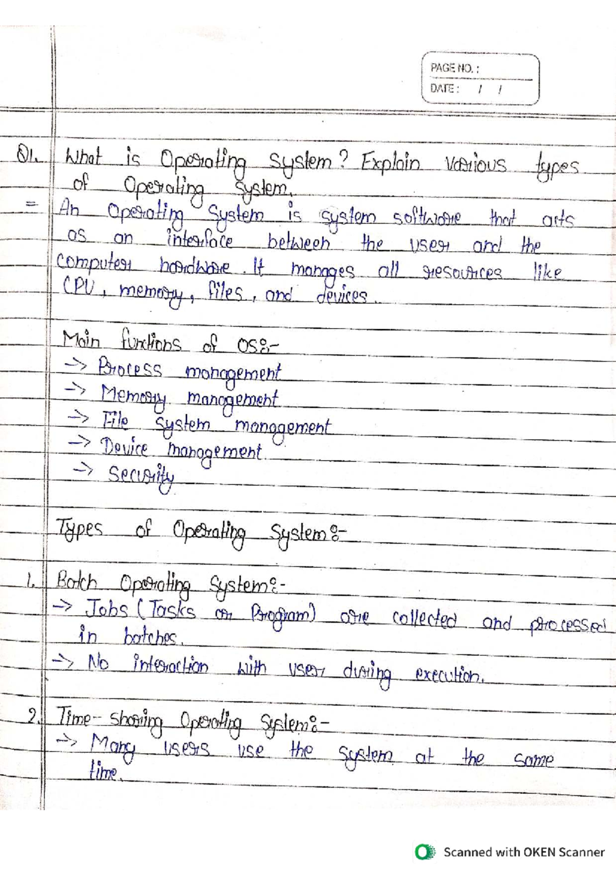 Operating System Assignment - Sem 2 Overview and Types - Studocu