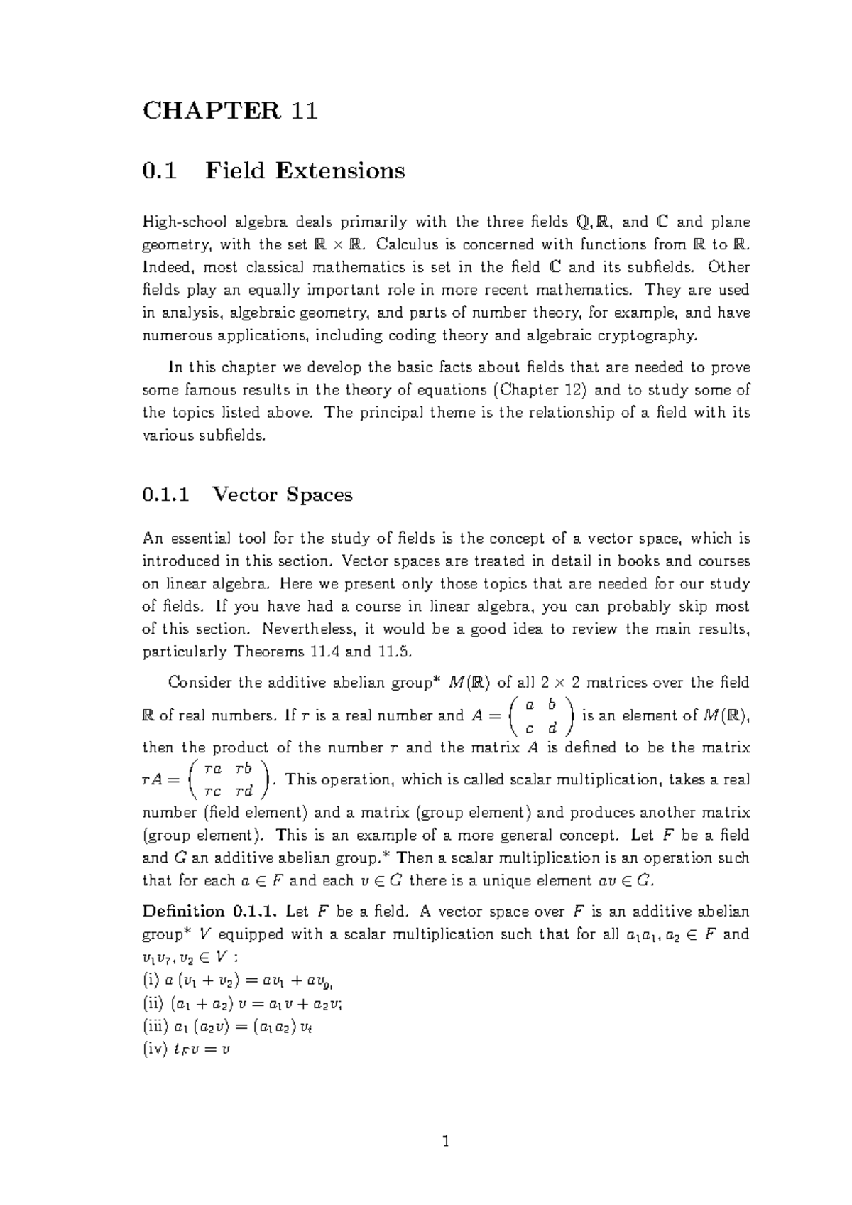 CHAPTER 11: Field Extensions and Vector Spaces in Algebra - Studocu