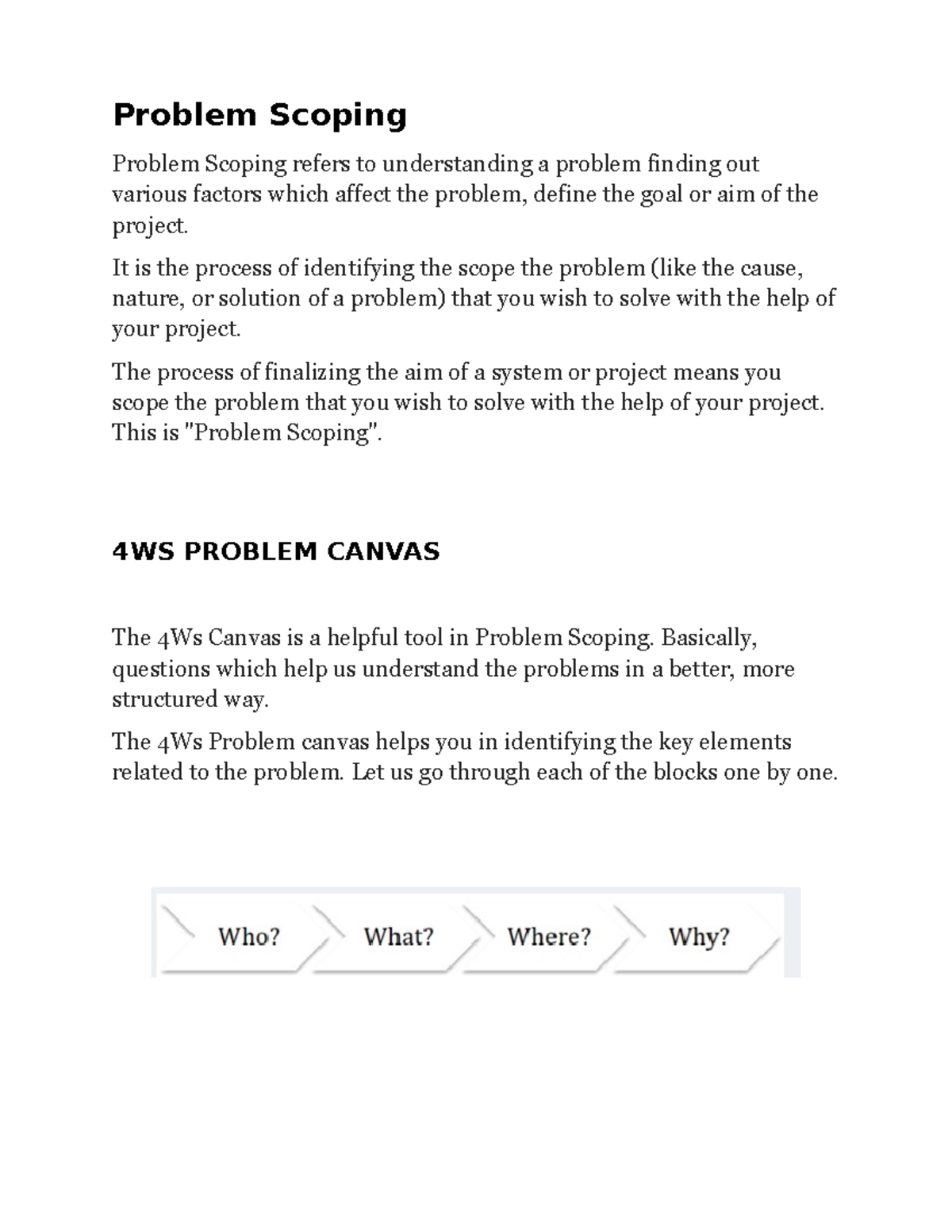 Learning Materials - GOOD - Problem Scoping Problem Scoping refers to ...