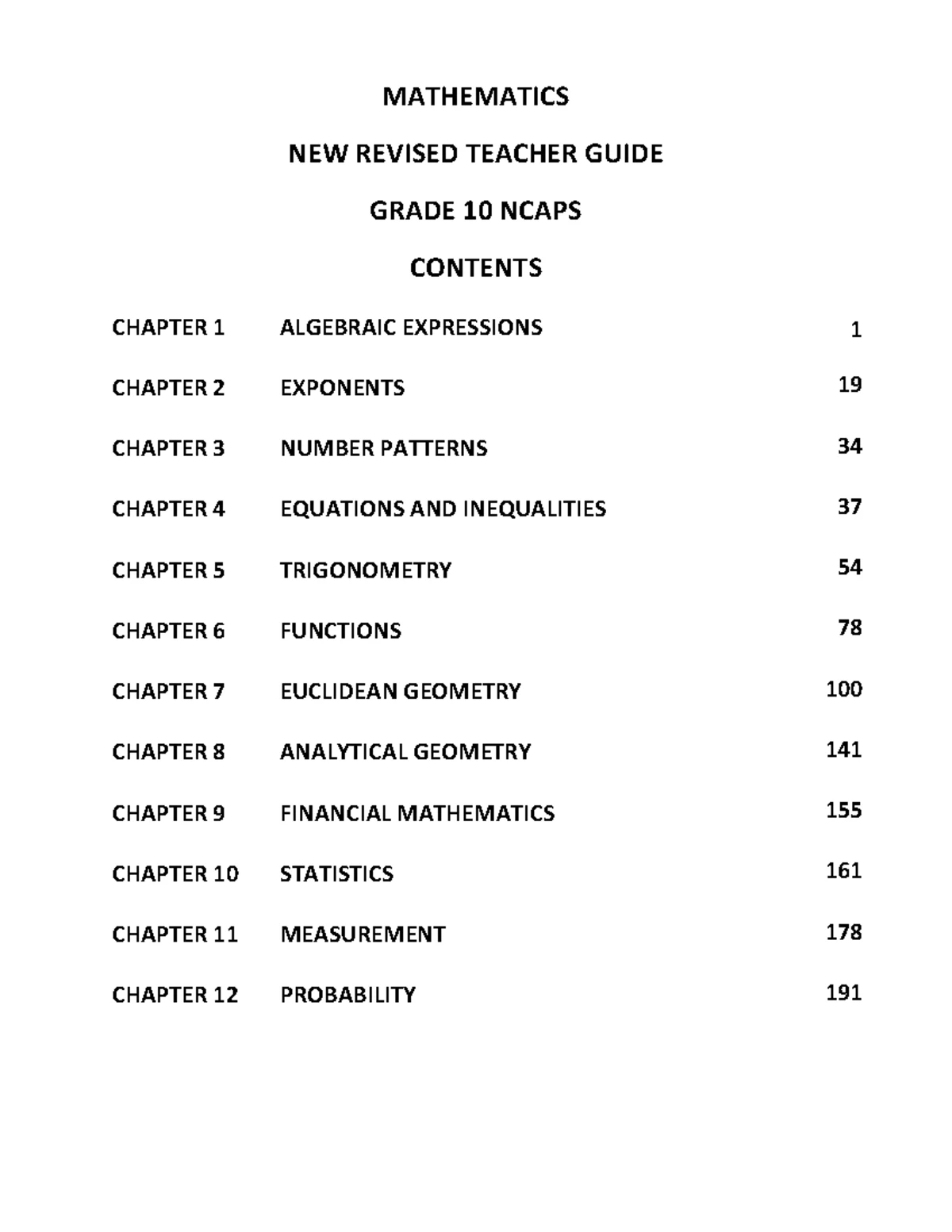 Mind Action Series Grade 10 Mathematics Revised Teacher's Guide - Studocu