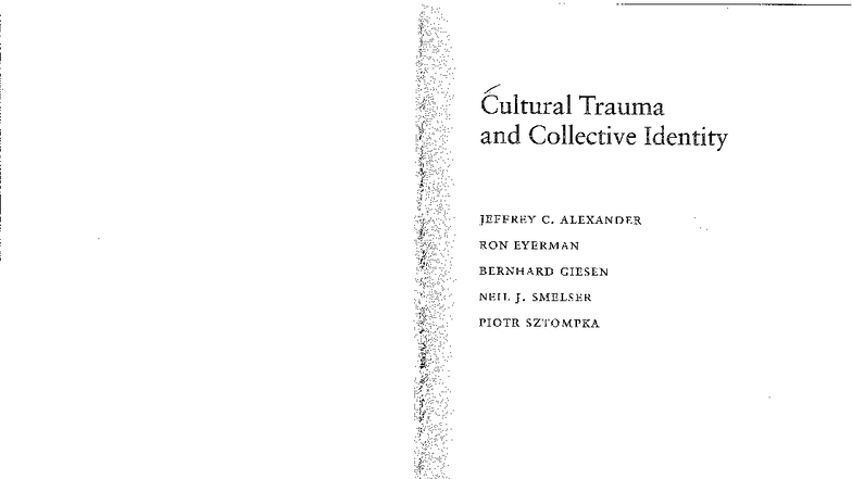 Cultural Trauma and Collective Identity: Insights from Chapter 6 - Studocu