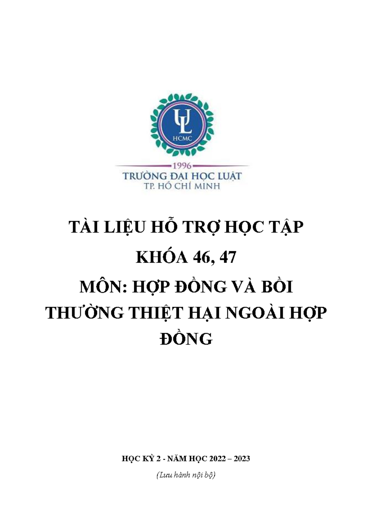 Giáo trình Hợp đồng và Bồi thường Thiệt hại Ngoài Hợp Đồng - Khóa 46 ...