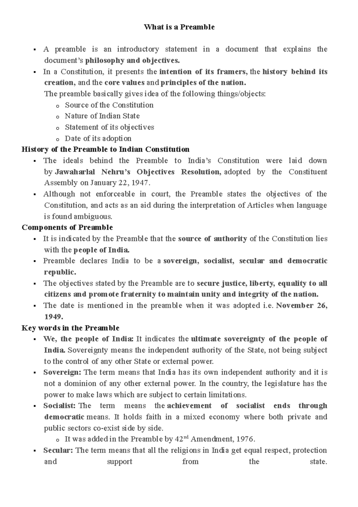 1.4Preamble- significance, objectives and amendment of Preamble - What ...