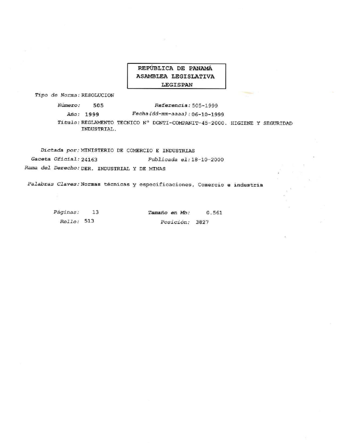 Reglamento Técnico DGNTI COPANIT 45: Higiene y Seguridad Industrial ...