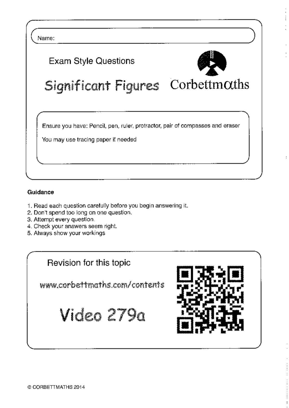 Significant Figures Exam Style Questions - CORBETTMATHS - Studocu