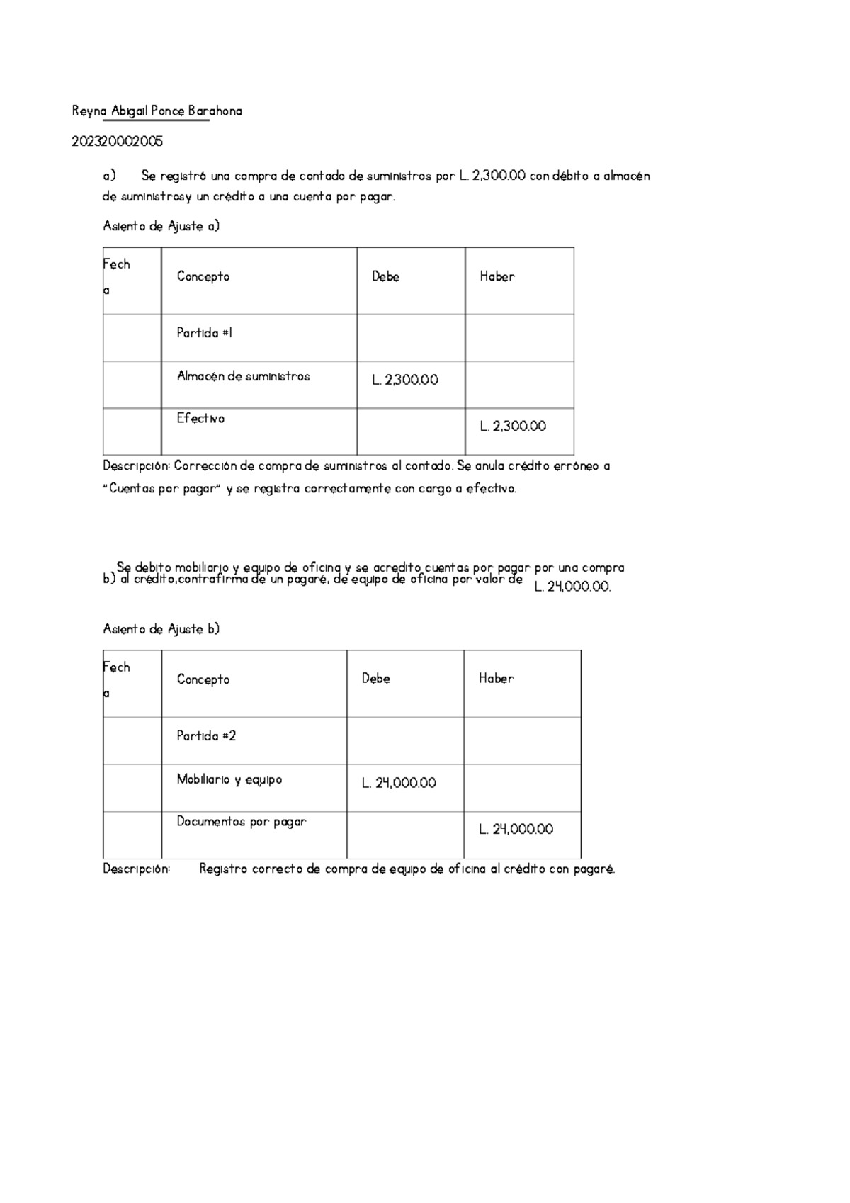 Examen Práctico 3 - Ejercicio 1: Asientos de Ajuste Contable - Studocu