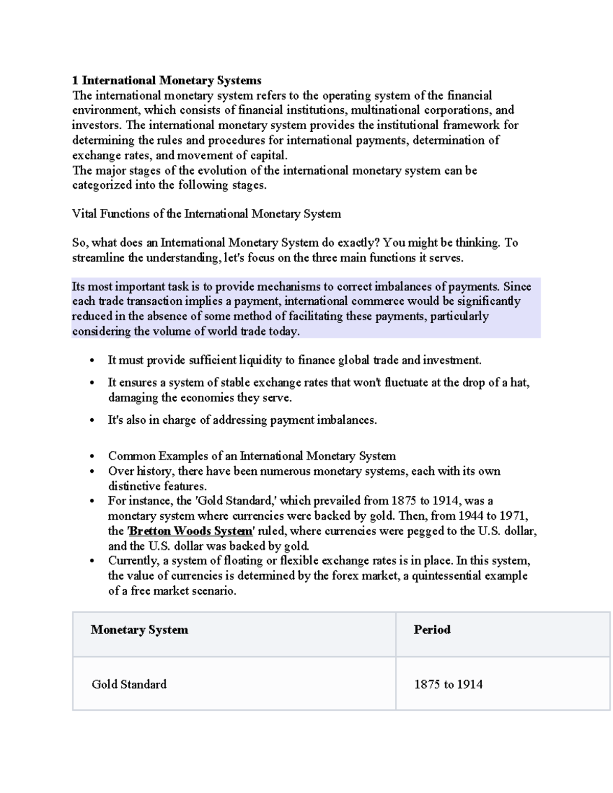 Final Exam Notes: International Monetary Systems Overview - Studocu
