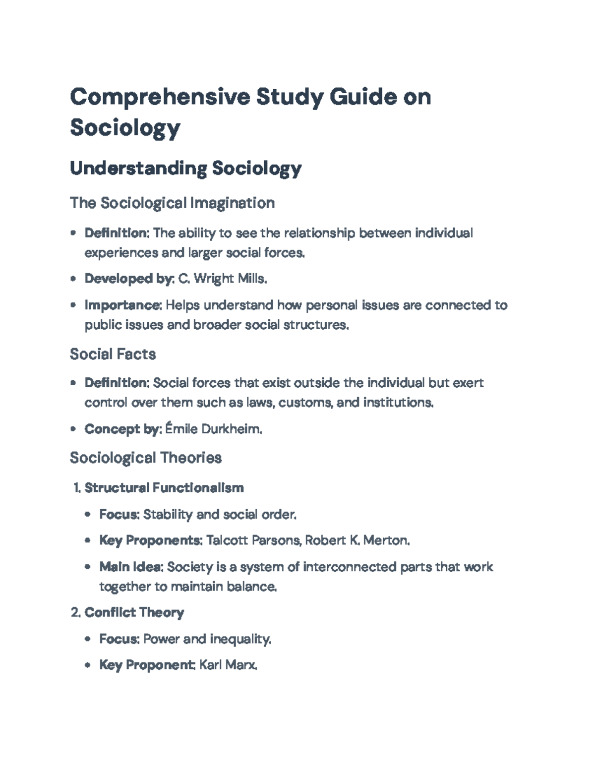 Comprehensive Sociology Study Guide: Theories, Concepts & Methods ...