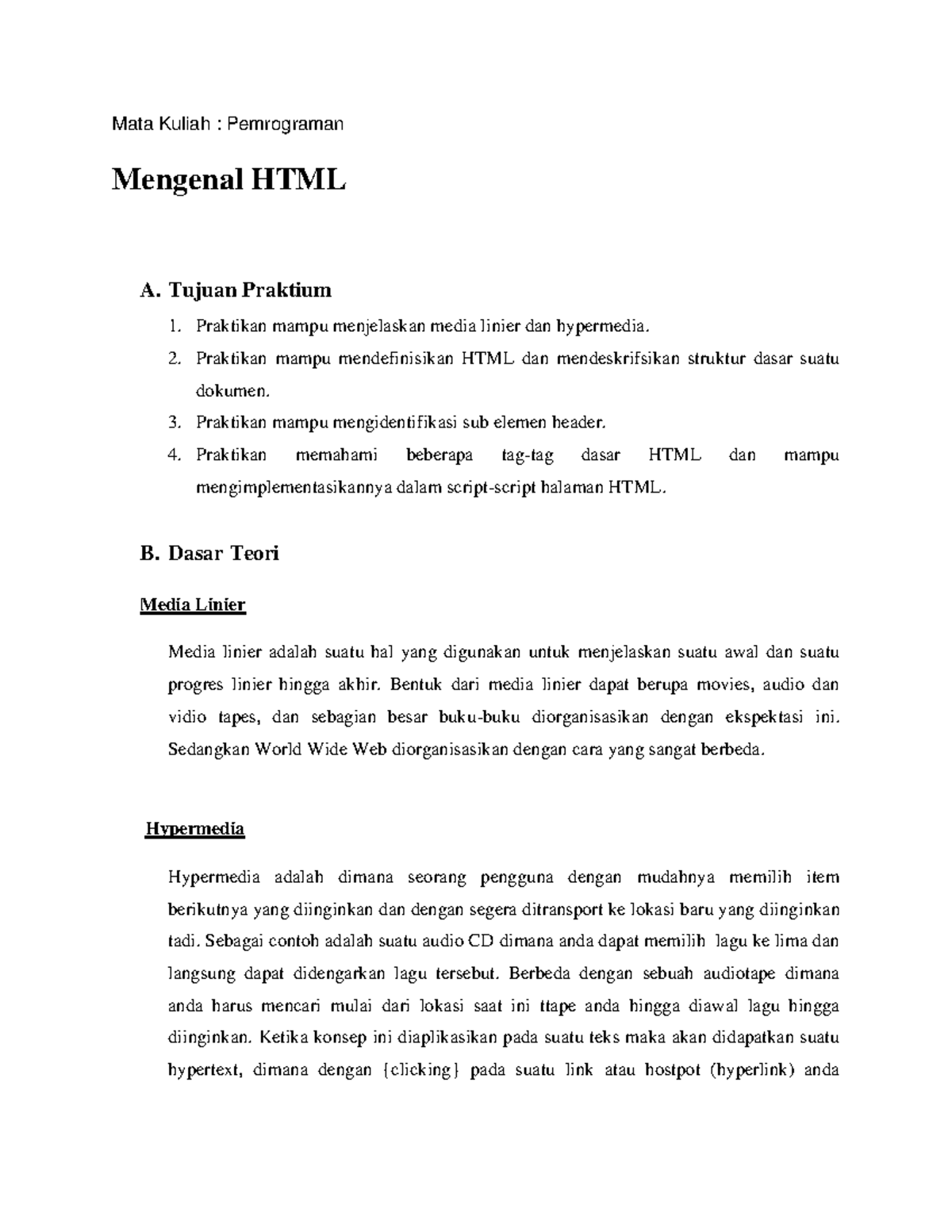 Modul Pemrograman Web Dasar - Mata Kuliah : Pemrograman Mengenal HTML A ...