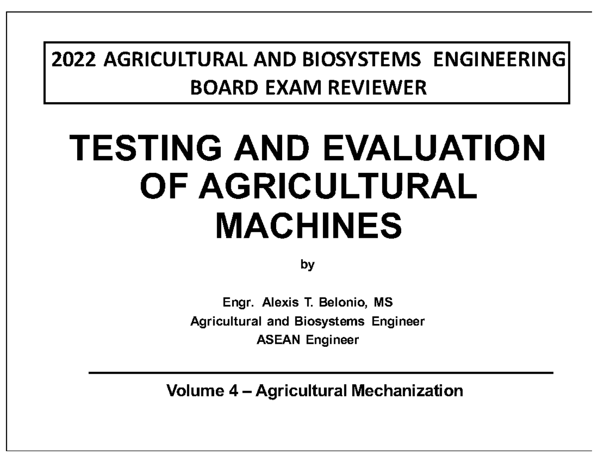 2022 - Ag Mech - Chap08 - Testing and Evaluation of Agricultural ...