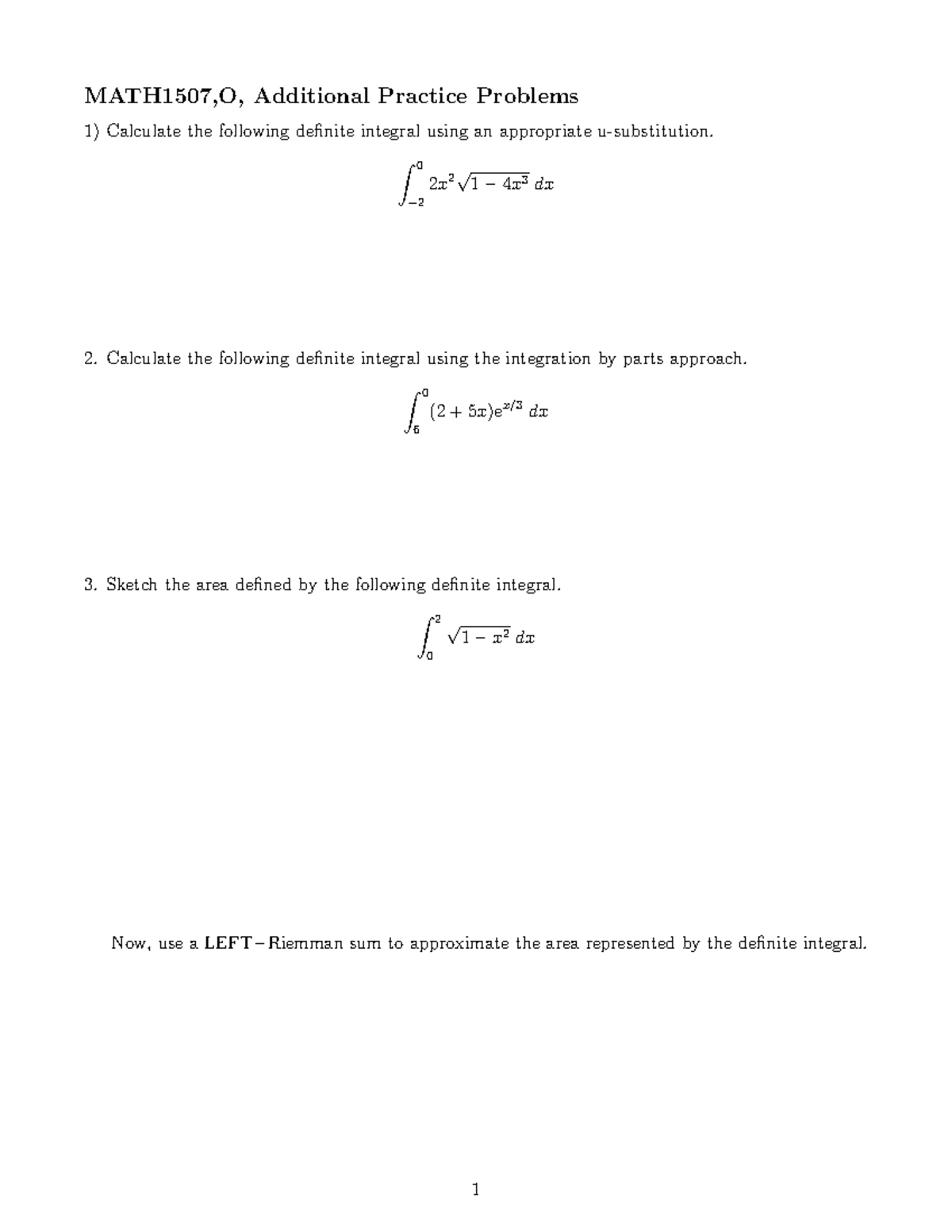 MATH1507 Midterm 1 Additional Practice Problems and Solutions - Studocu