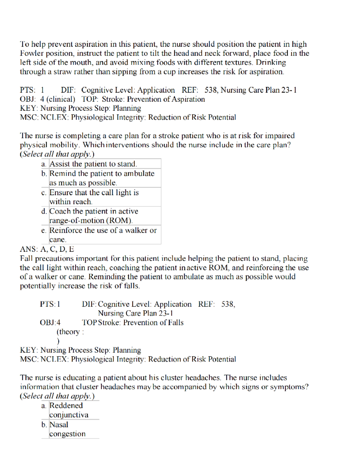 Nursing Care Plan for Stroke Patients: Aspiration & Fall Prevention ...