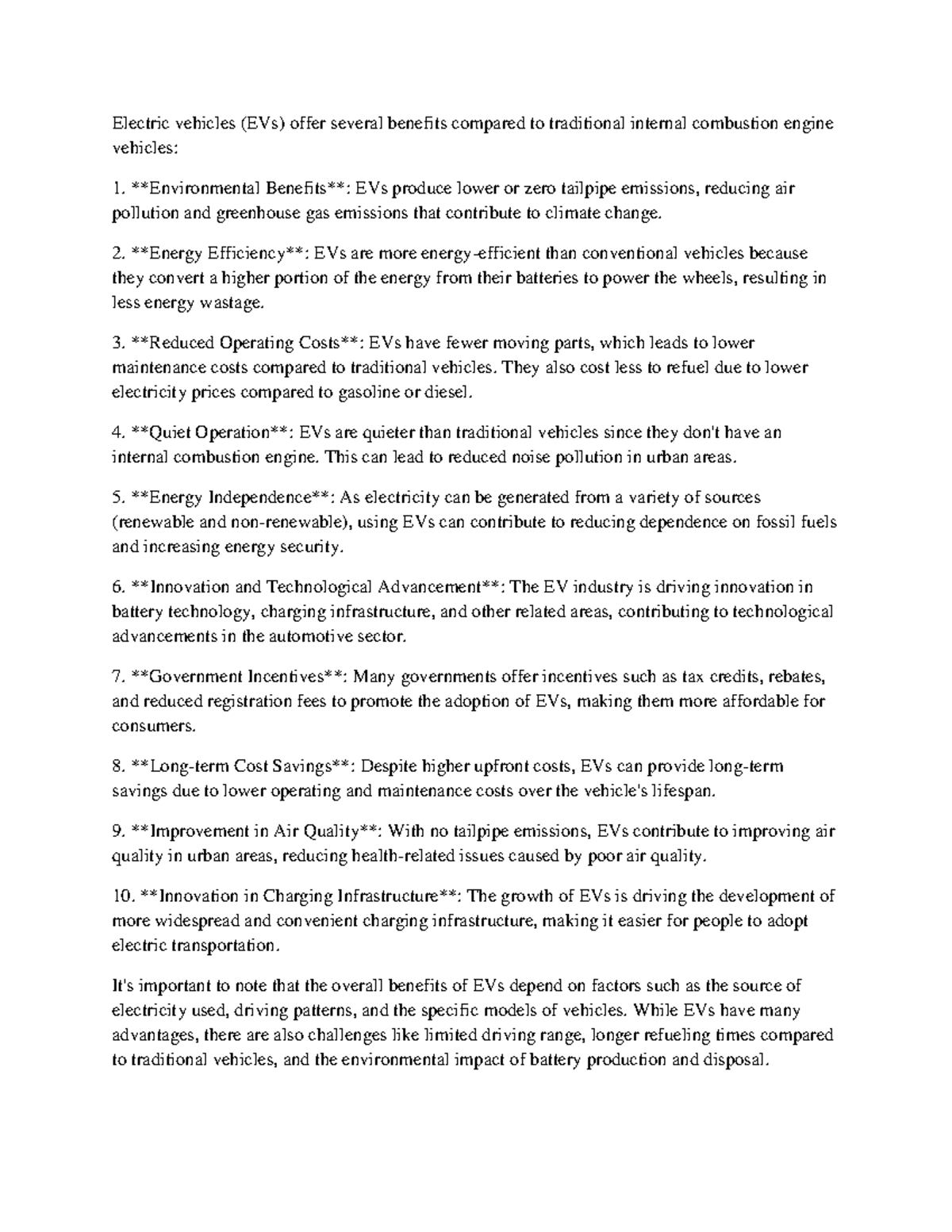 AU3791 EHV Unit 1: Comparative Analysis of Electric and Conventional Vehicles - Studocu