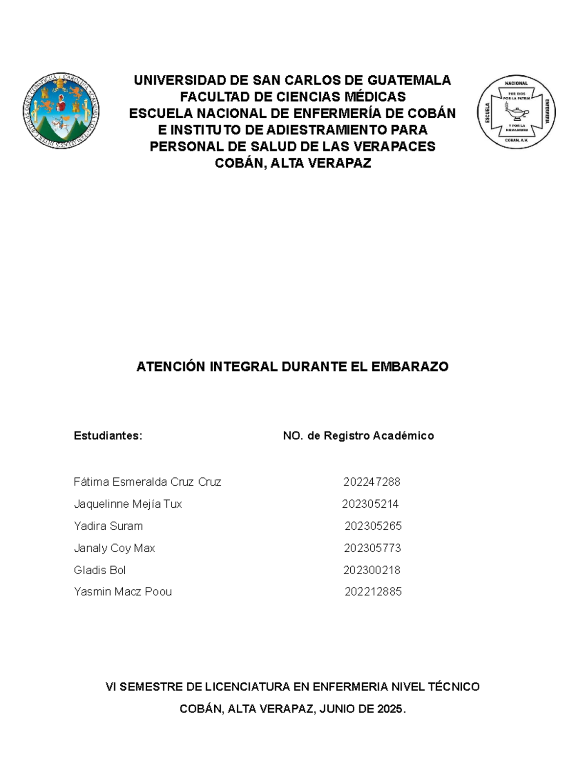 Atención Integral Durante el Embarazo - VI Semestre Lic. Enfermería ...