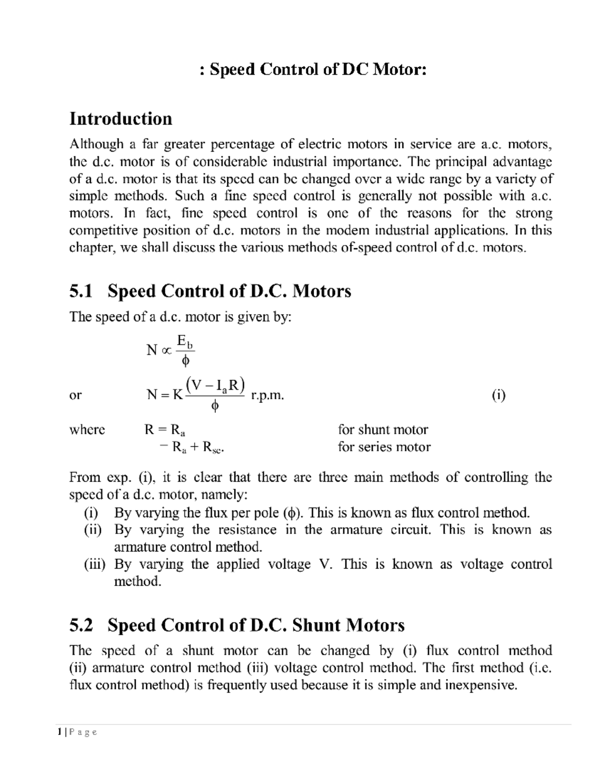 Speed Control of DC Motors: Ward-Leonard System Overview - Studocu