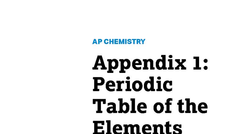 AP CHEMISTRY Periodic Table & Equations Reference Sheet - Studocu