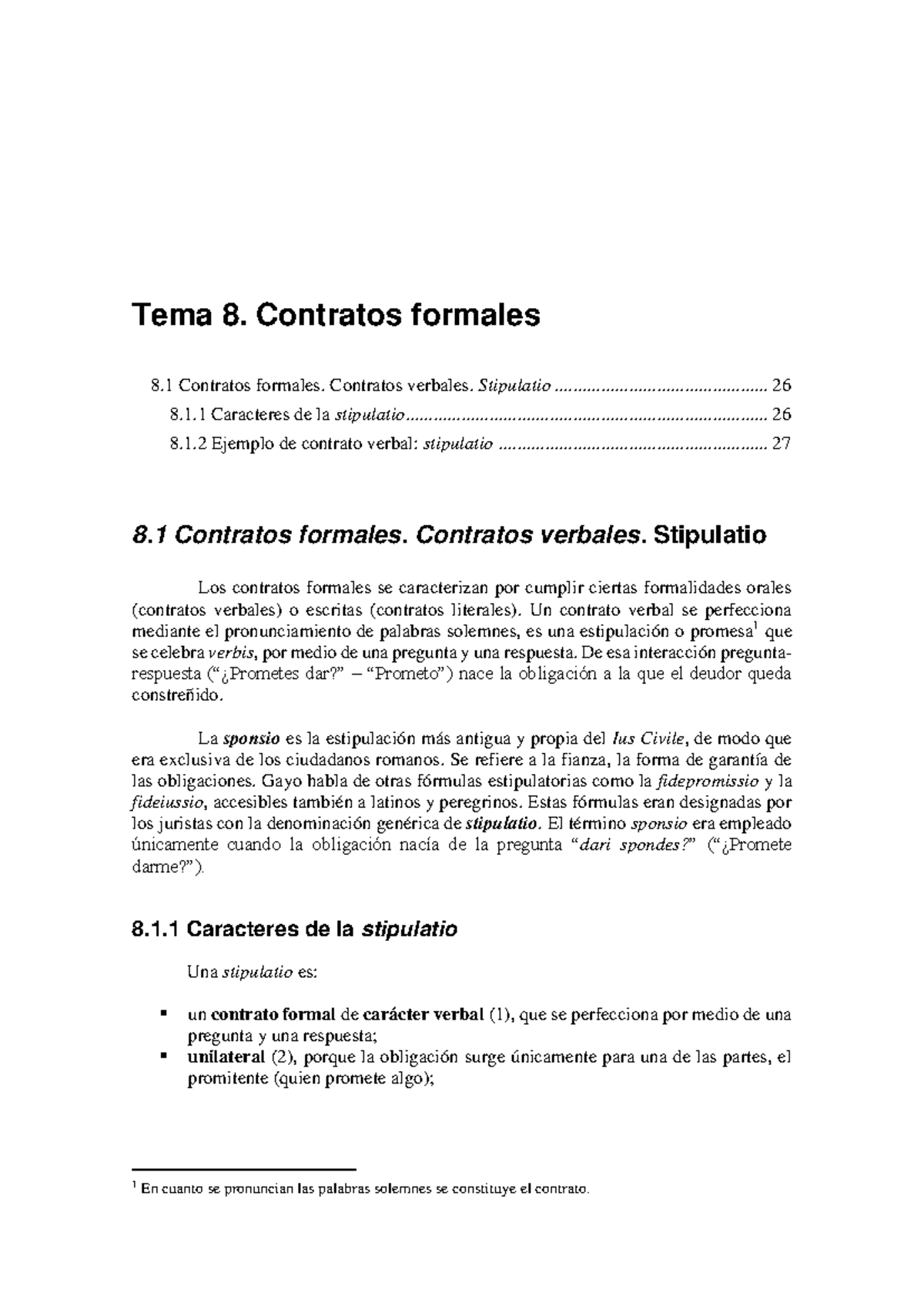 Tema 8. Contratos formales - Derecho romano - Tema 8. Contratos ...