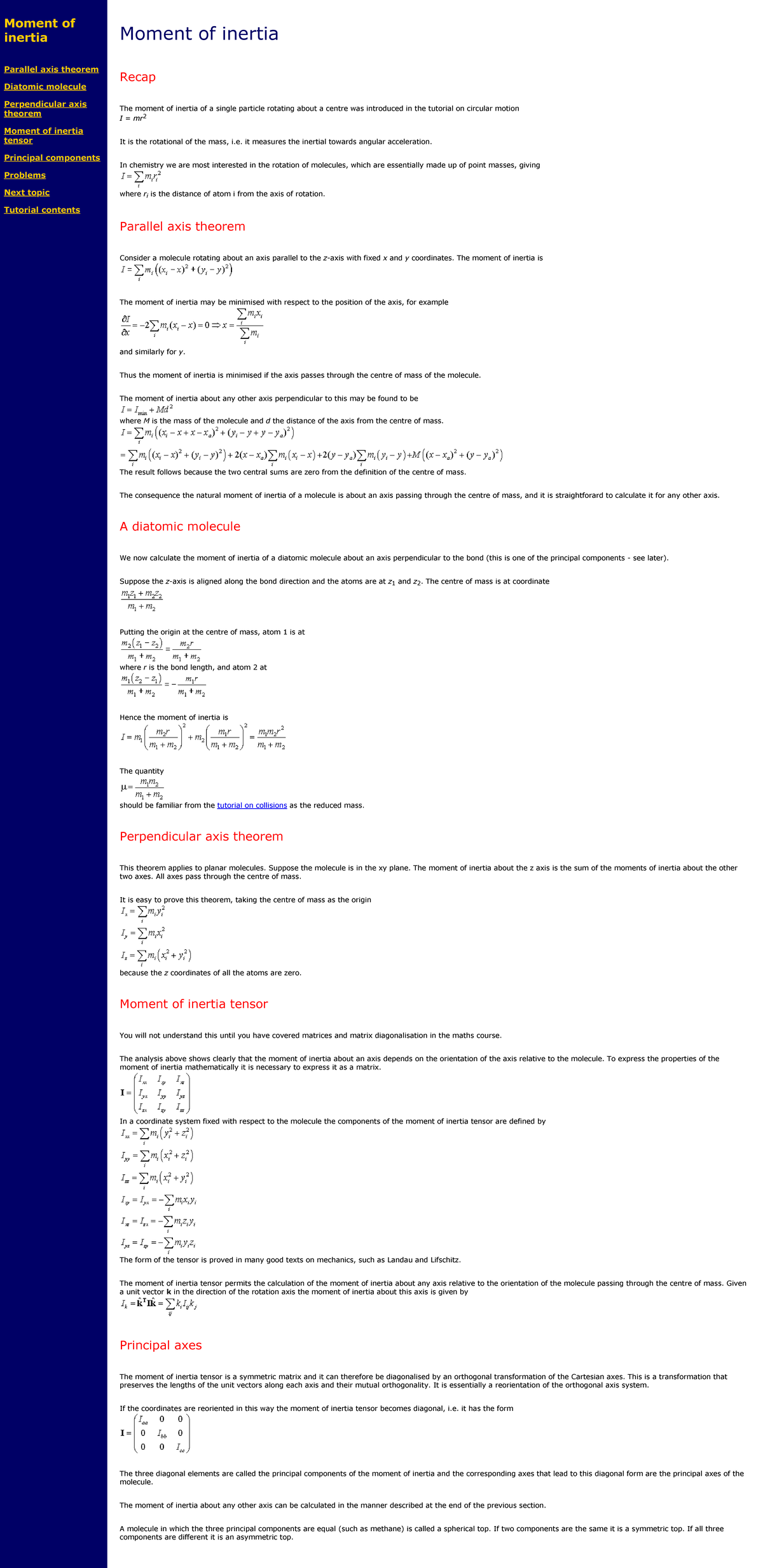 Web Chem - Moment of Inertia and Theorems Overview - Studocu