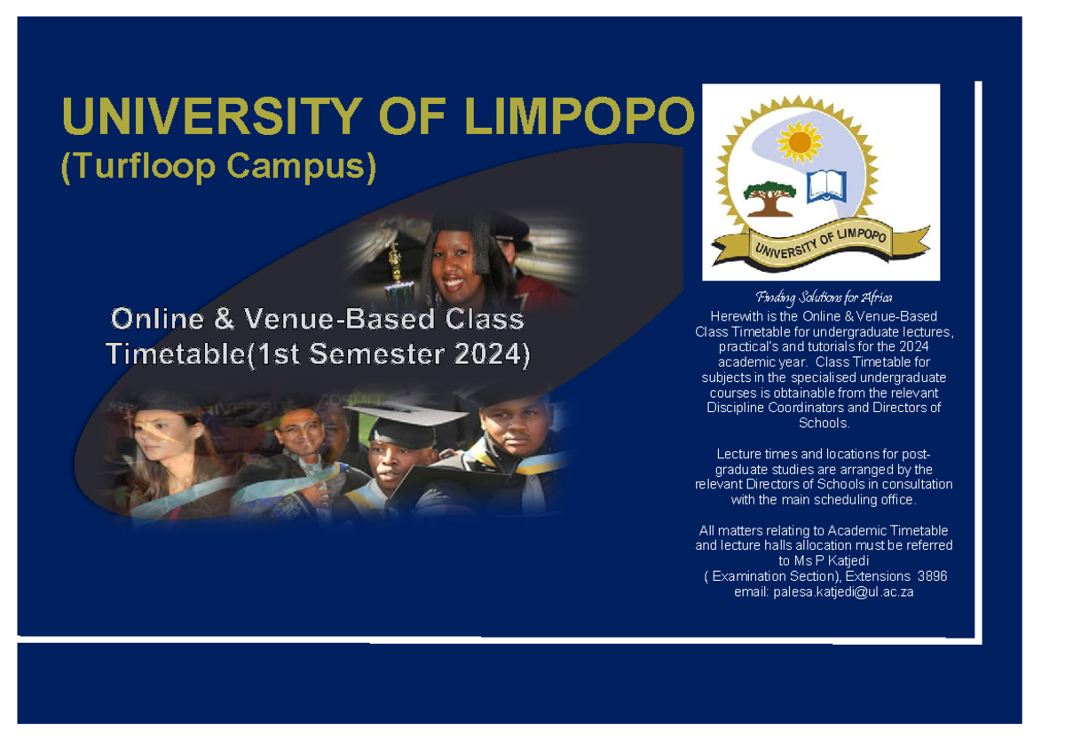 2024 1ST Semester Lecture Timetable - University of Limpopo Update ...