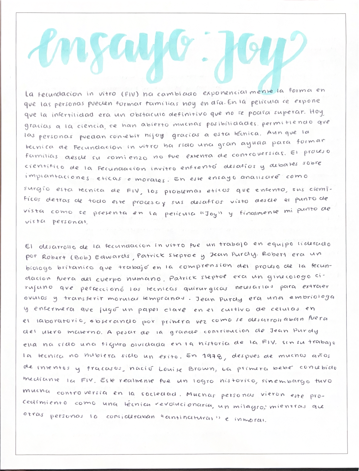 Ensayo película JOY Paris espinal - ensayo Joy La tecundacion in vitro ...