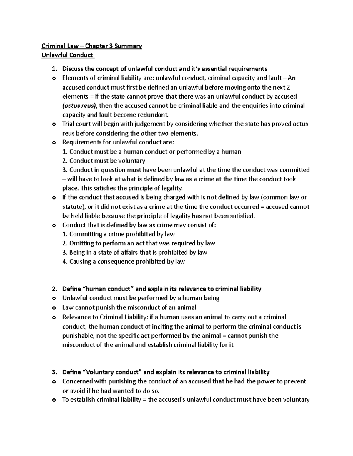 Criminal Law - Chapter 3 Unlawful Conduct - Criminal Law – Chapter 3 ...