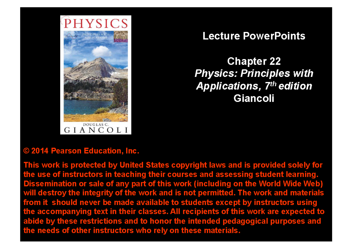 Lecture PowerPoints: Chapter 22 - Electromagnetic Waves (Physics) - Studocu