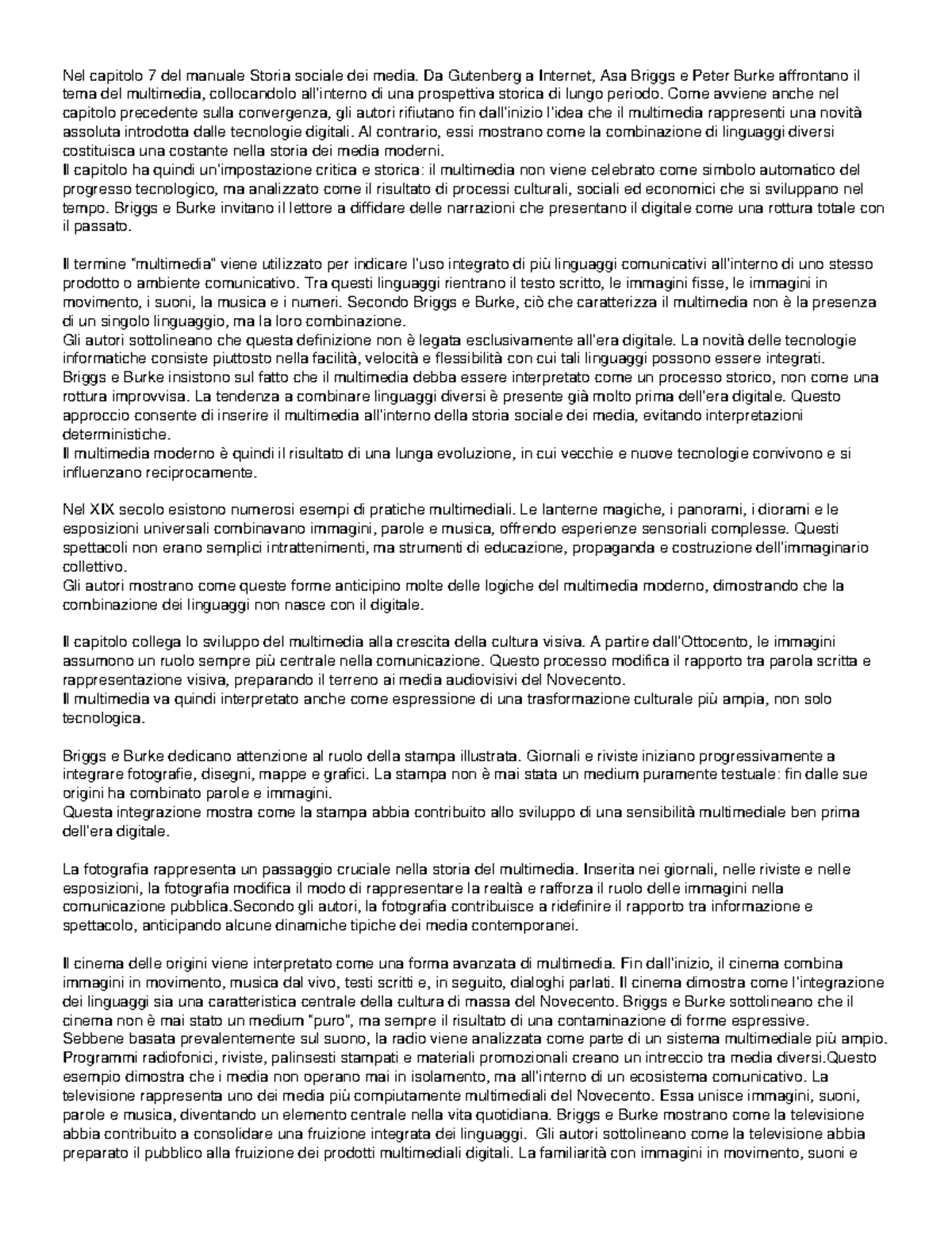 Riassunto del Capitolo 7: Multimedia nella Storia dei Media - Studocu