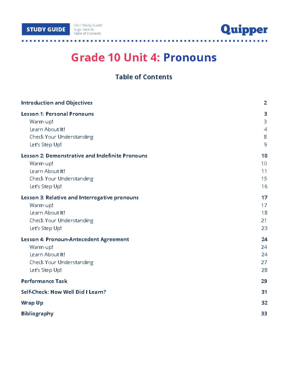 English Grade-10 Unit-4: Comprehensive Guide to Pronouns - Studocu