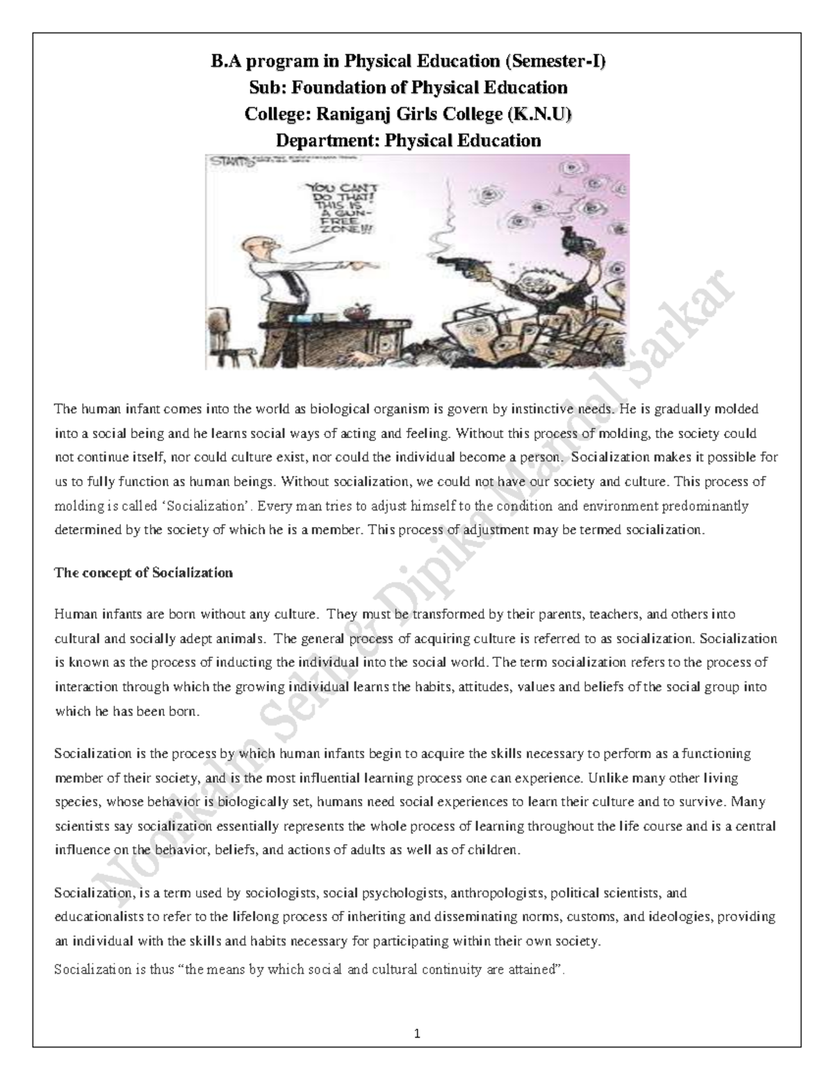 Socialization in Physical Education: Concepts and Influences (PHE 101 ...