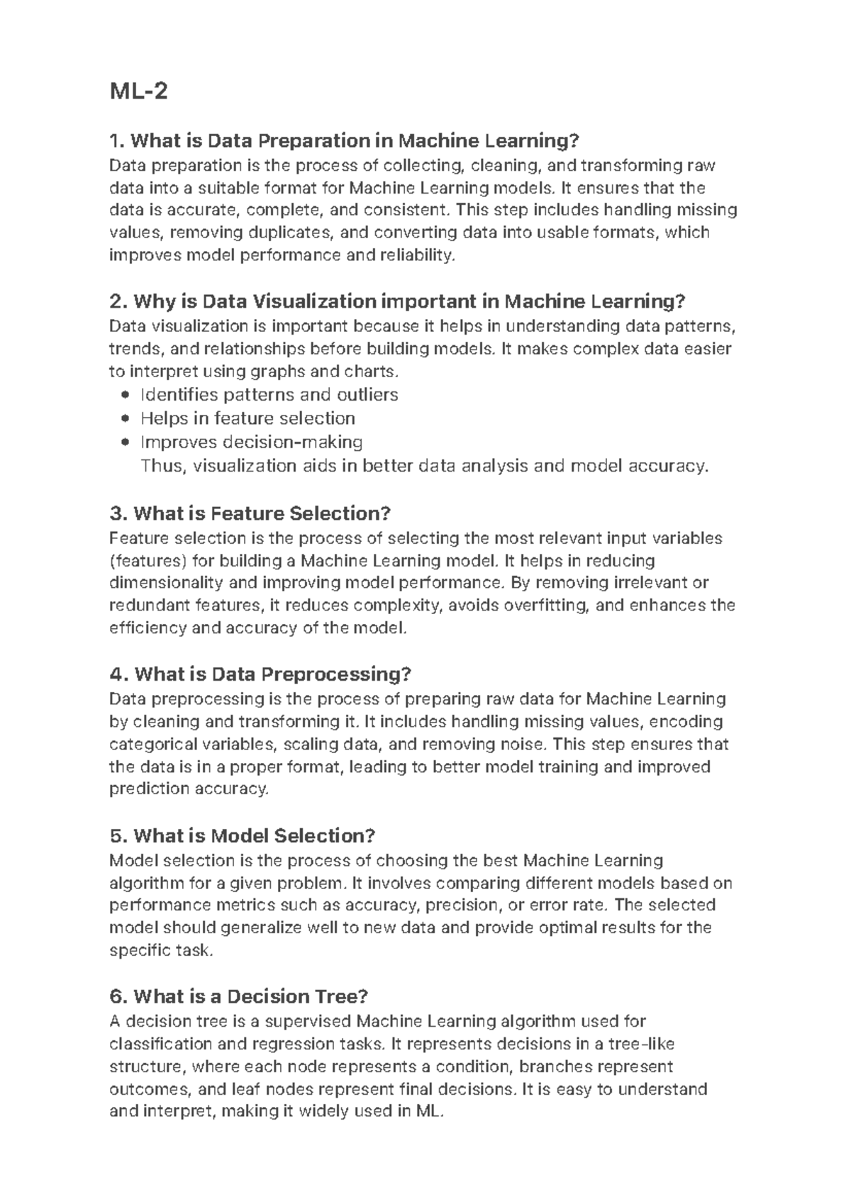 ML-2: Data Preparation, Visualization, and Decision Trees in Machine ...