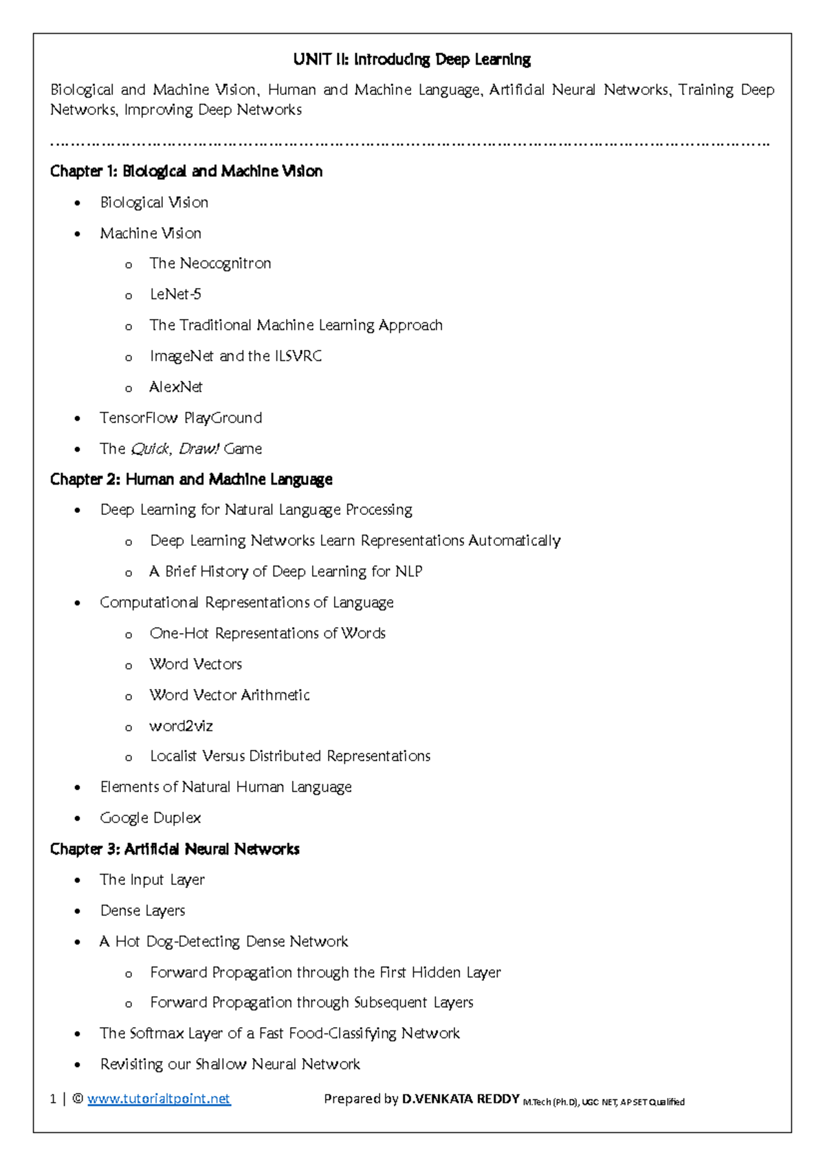 JNTUK R20 Unit II Deep Learning Techniques: Concepts and Applications ...