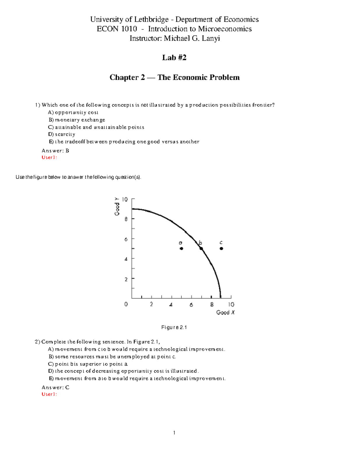 CH 2 ANS - economics notes for chp 2 answers - University of Lethbridge ...