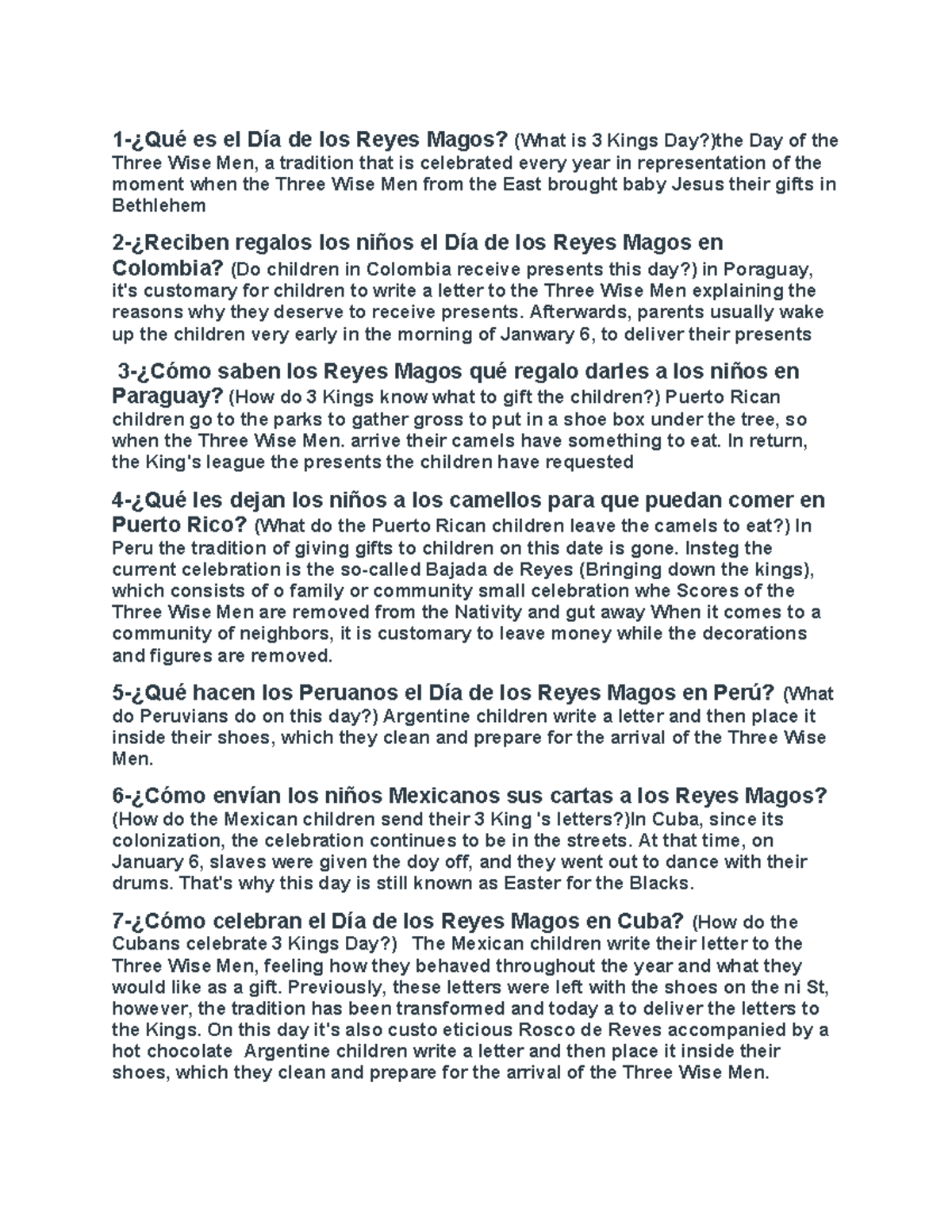 Cultural Activity: Fiestas Tradicionales - Día de Reyes Magos ...