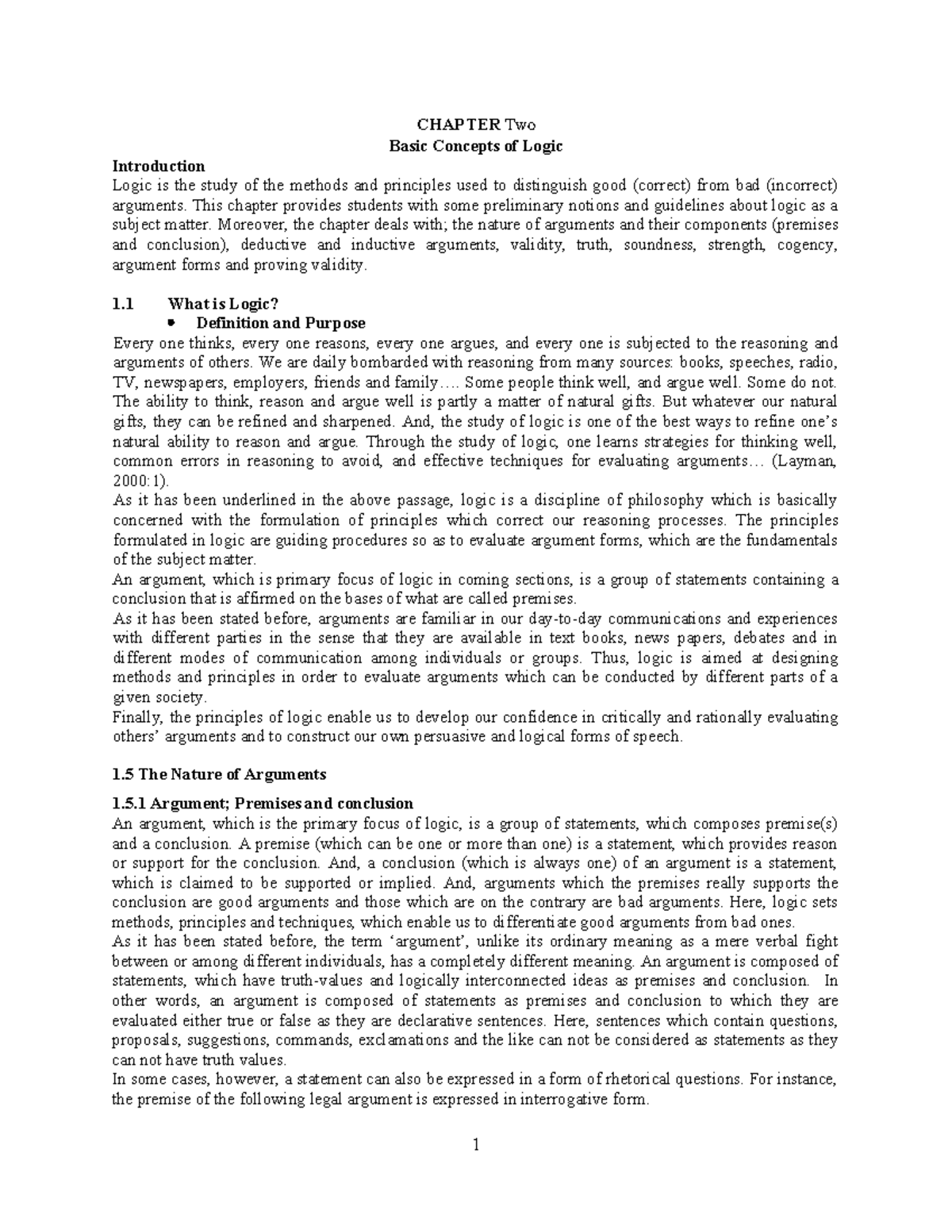 **Chapter 2 - Basic Concepts of Logic and Argumentation** - Studocu