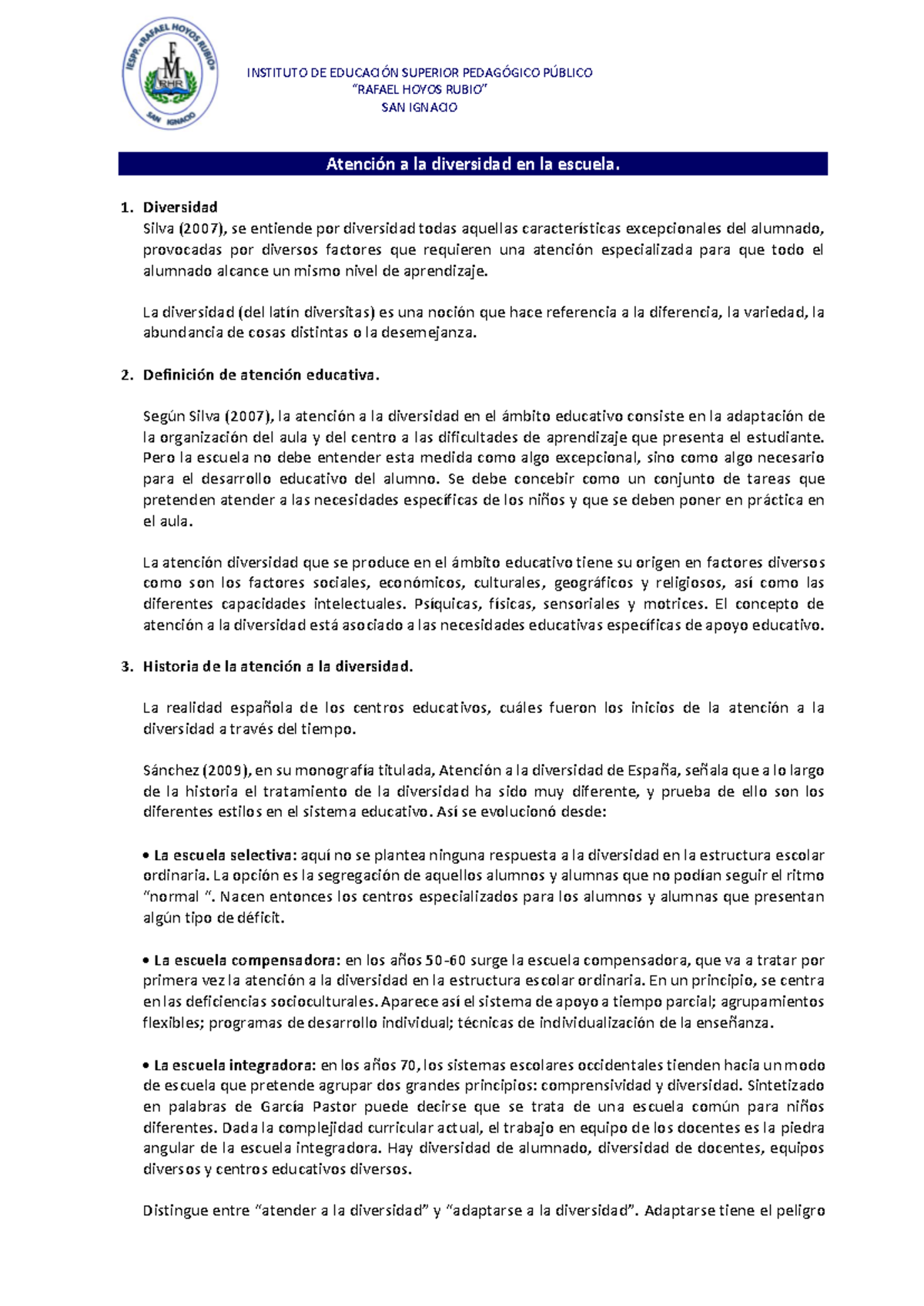 Atención a la Diversidad en la Escuela - Instituto Hoyos San Ignacio ...