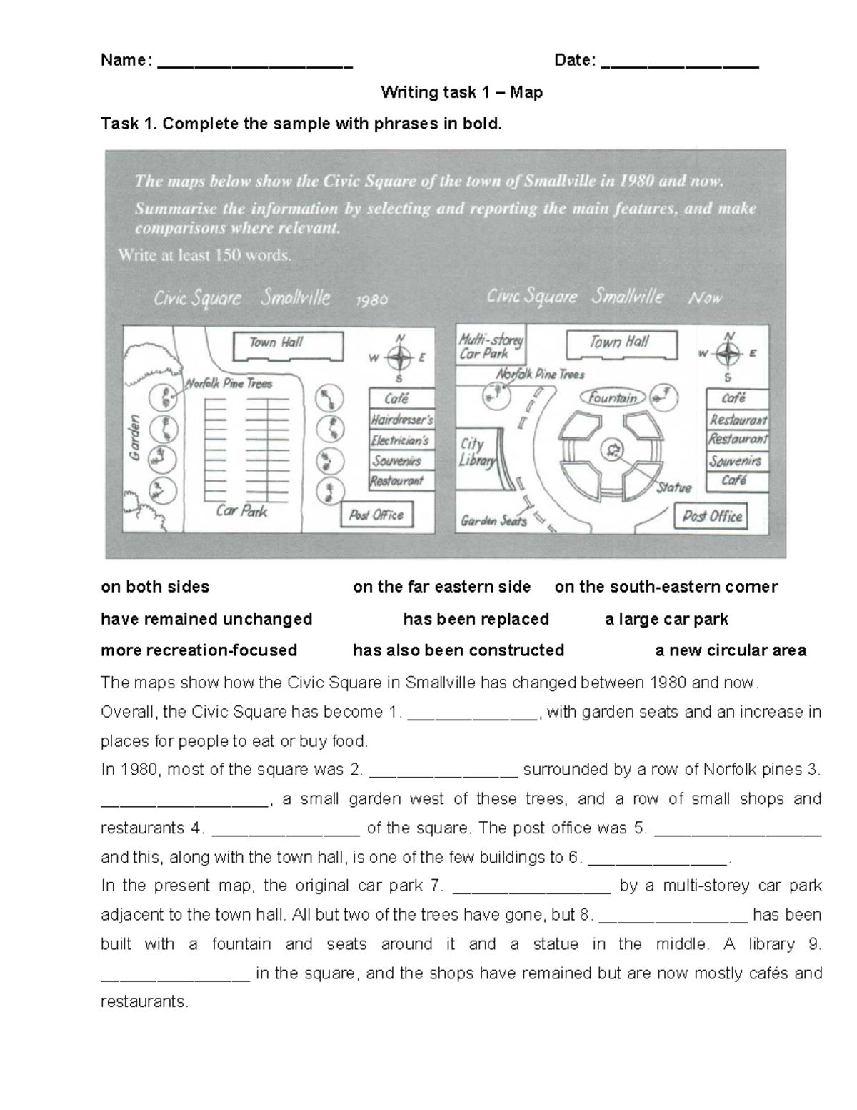 Writing Task 1 Map WS: Civic Square & Ryemouth Development Overview ...