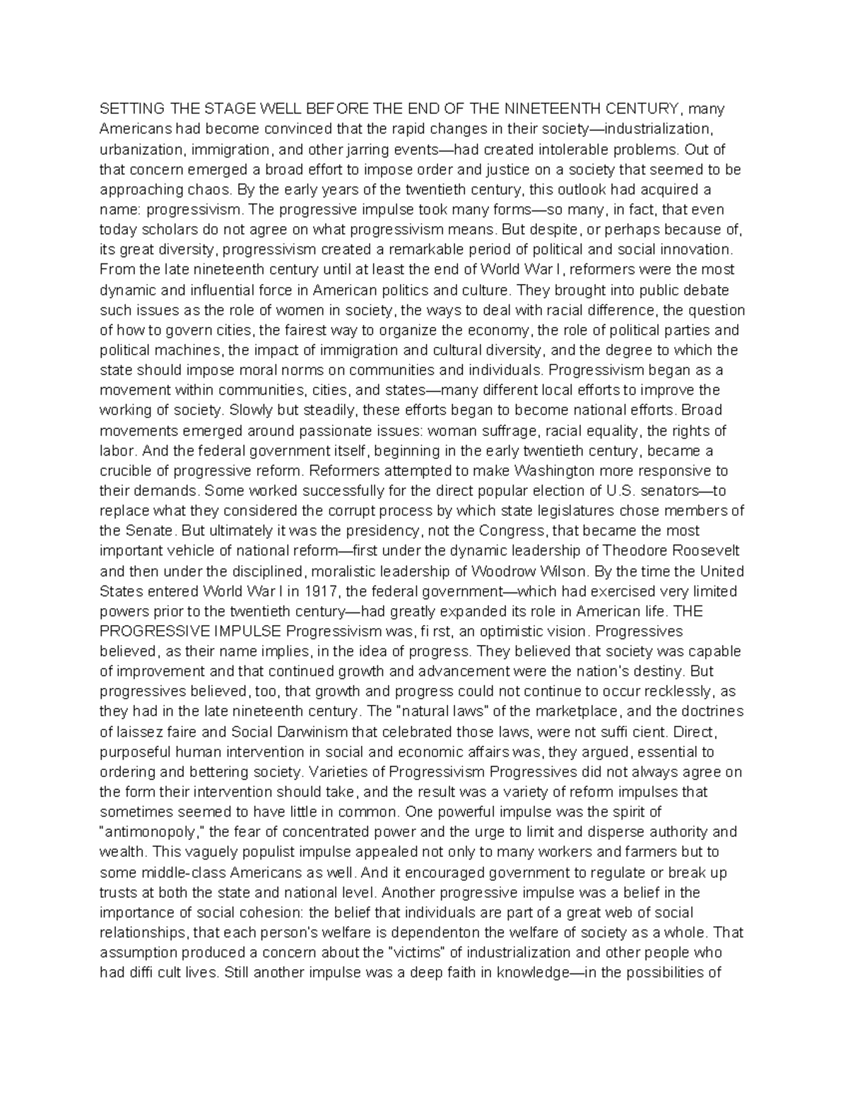 Chapter 20: The Rise of Progressivism in America (HIST 201) - Studocu