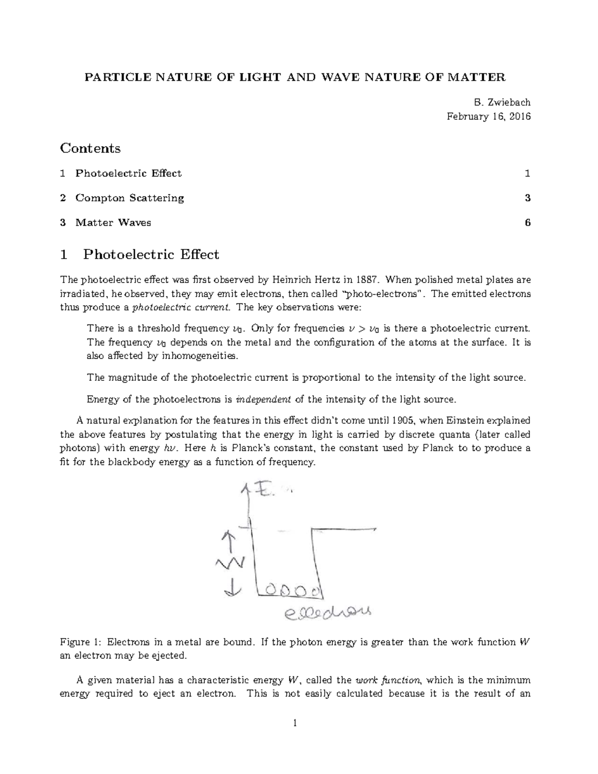 MIT 8.04S16 Lecture Notes: Particle Nature of Light & Matter Waves ...