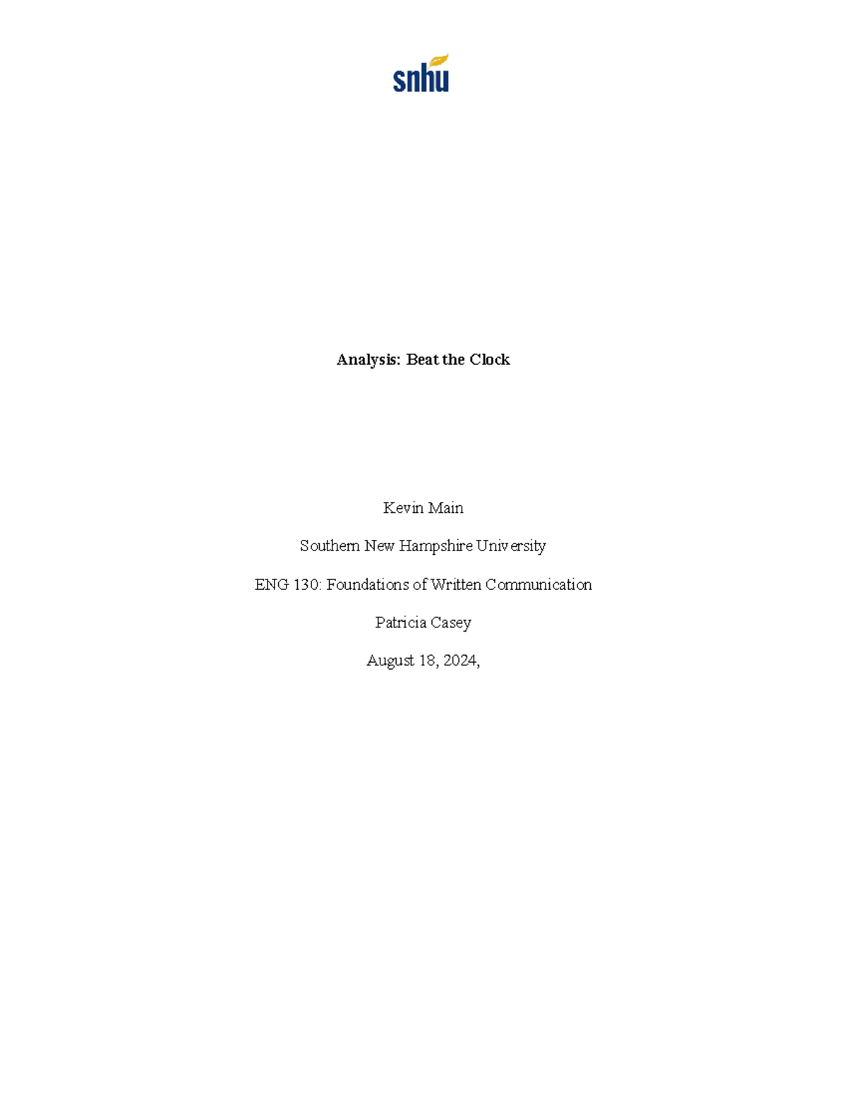 ENG 130 Project: Analysis of Time Management Training Techniques - Studocu