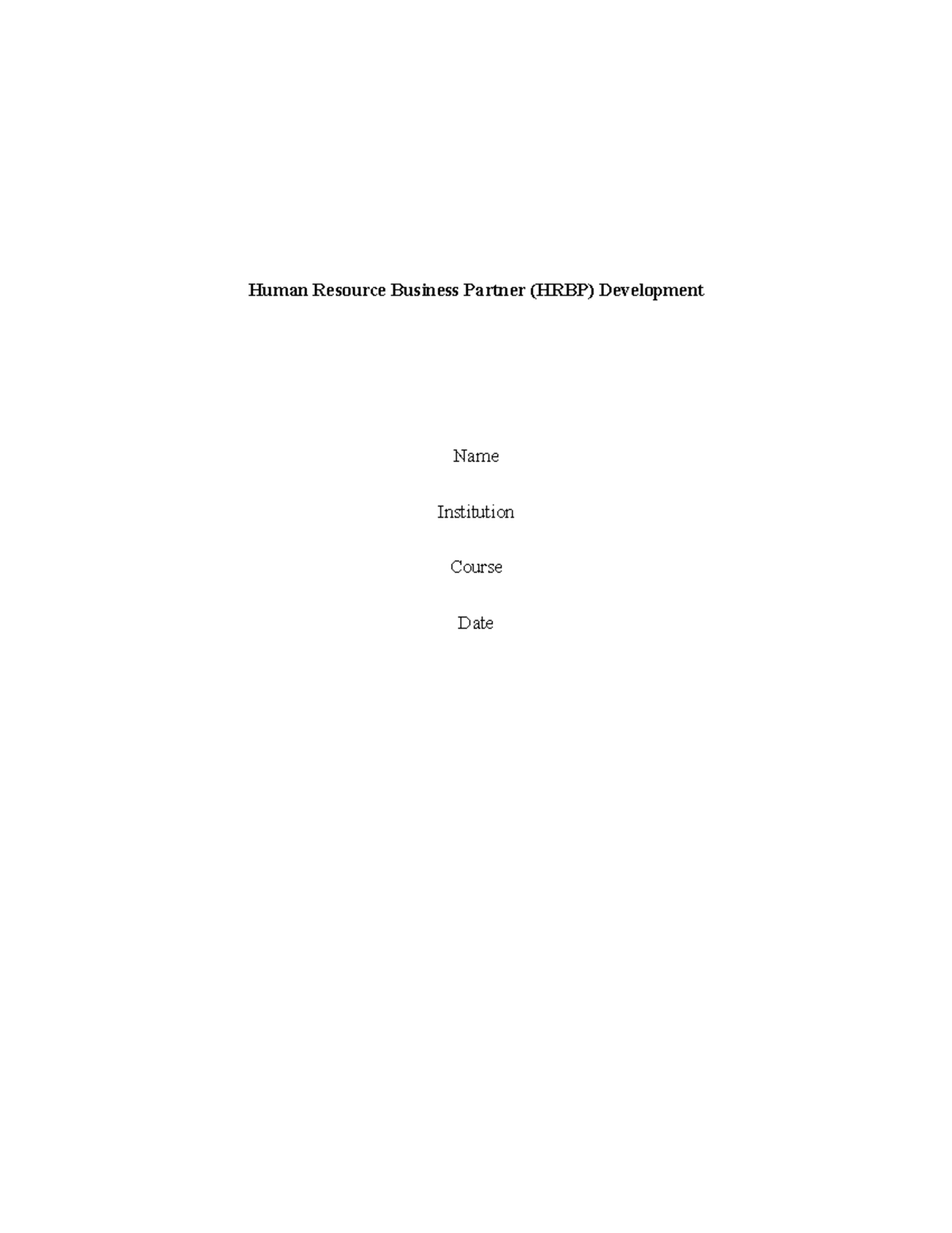HRBP Development: Key Competencies for Strategic Success - Studocu